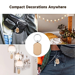 70 PCS Wooden Keychains, Engraving Blanks Wooden Blank Keychains, Wood Key Chain Bulk, Wooden Key Ring Key Tag for DIY Gift Crafts