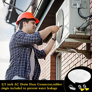 10ft Air Conditioner Drain Hose, AC Drain Hose Connector, Portable AC Drain Hose Replacement for Universal Mini-Split Unit and Window Air Conditioner Unit Parts