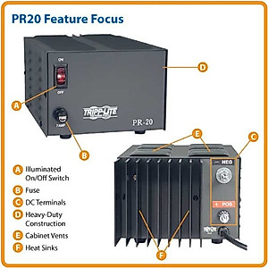 Tripp Lite PR20 DC Power Supply 20A 120V AC Input to 13.8V DC Output TAA GSA