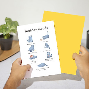 Huxters Funny Birthday Card – A5 Cat Birthday Card with Included Envelope – Unique Hand Illustrated Design – Ultra-Thick Recyclable Paper – Ideal Mother Birthday Card, Best Friend, Cat Lovers…