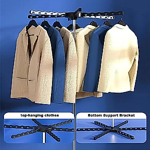 Lreros Clothes Drying Rack,59-Inch Clothes Drying Rack Folding Indoor,Laundry Drying Rack with 6 Rotatable Arms for Hanger, 6 Legs, Stainless Steel, for 18 Pieces of Clothes, Black