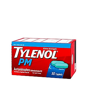Tylenol PM Extra Strength Pain Reliever & Sleep Aid Caplets, 500 mg Acetaminophen, 50 ct