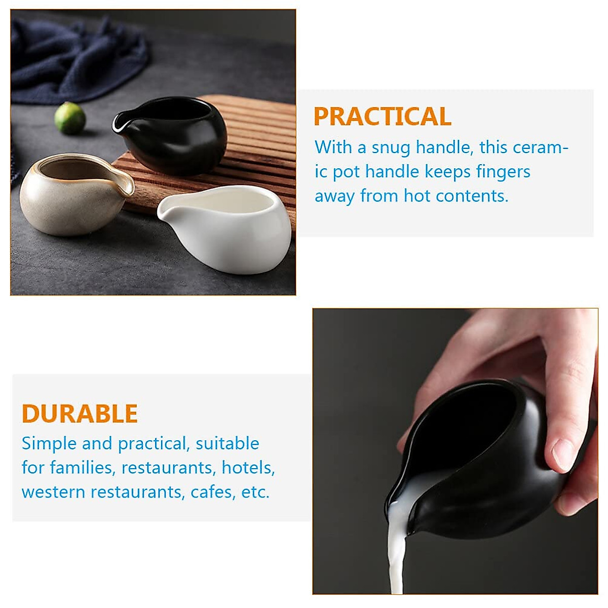 Angoily Mini Creamer Pitcher Mini Creamer Pitcher Sauce Pitcher Gravy Boat Small Milk Kettle With Dripless Lip Spout For Gravy, Warming Sauces, Salad Dressings, Milk