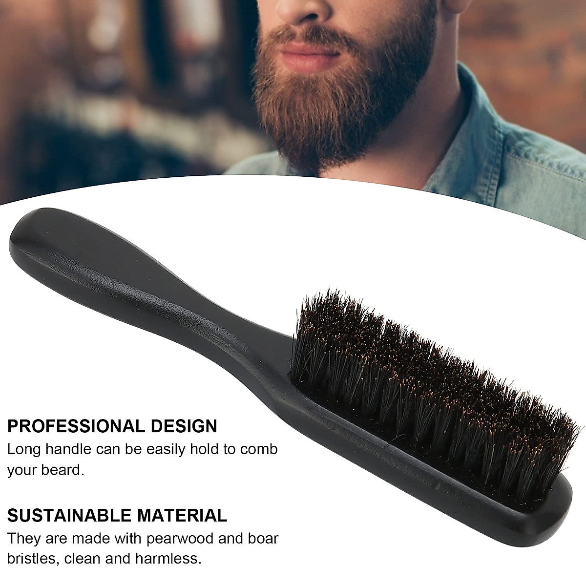 Beard Brush for Men, Mustache Brush, Mustache Comb, Beard Grooming Brush Beard Brush Hair Combs with Wooden Handle for Beards Moustaches Works with Beard Oil and Balm to Soften