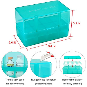 Healvaluefit 8-Holes Medication Vial Storage Box for Fridge, Insulin Vial Holder Organizer Case Fits Various 5ml-15ml Injectable Medicines Vials - Green
