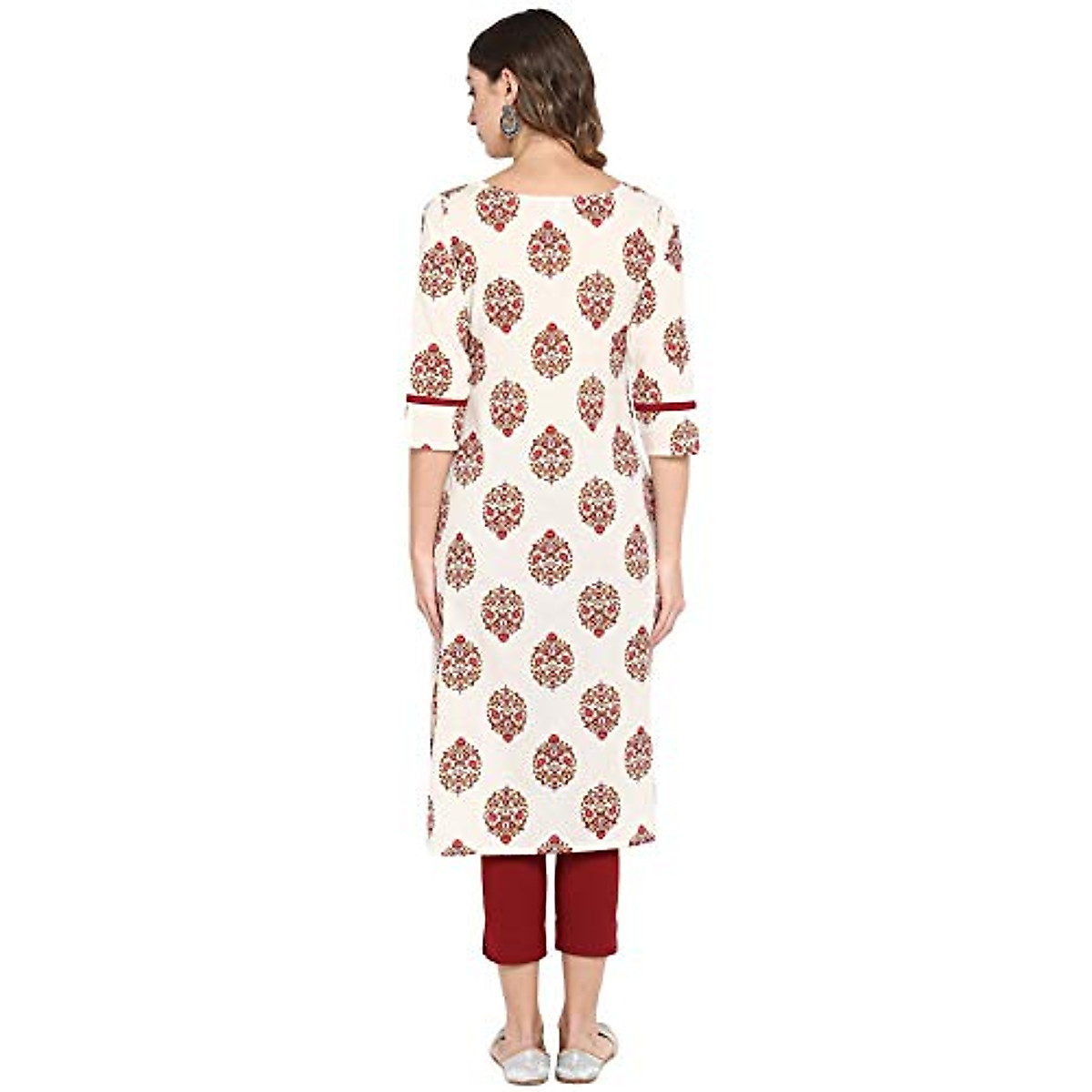 Janasya Indian Women's White Pure Cotton Kurta(JNE3440-KR-M)