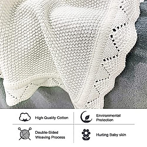 YOYI YOYI Cotton Baby Blanket Waffle Knit Toddler Blankets Soft Warm Breathable Nursery Swaddling Blankets for Girls and Boys Receiving Blanket for Crib, Stroller, car 31"x40"(Milk)