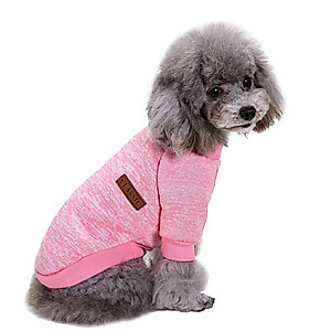 Jecikelon Dog Clothes Dogs Sweater Soft Puppies Clothing Winter Puppy Sweaters Warm Outfit for Dogs Small XXS XS Cat Apparel (Pink, XS)