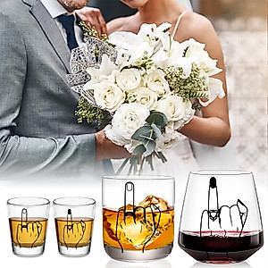 Wedding Gift for Couples - Unique Engagement Gift for Couples,Unique Bridal Shower Gift,Bride and Groom Shot Glasses,Wine&Whiskey Glass Gift for Mr and Mrs,Newlywed,His and Hers Gifts