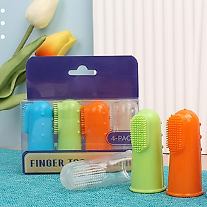 Ralondbey 4PCS/Set Dog Finger Toothbrush for Pet Tooth Tool Pet Small Toothbrush Cat Brush Bad Breath Teeth Care Supplies