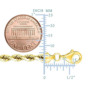 The Diamond Deal 14k SOLID Yellow Gold 4.00mm Shiny Diamond-Cut Royal Solid Rope Chain Necklace for Pendants and Charms with Lobster-Claw Clasp (18" And yellow-gold)