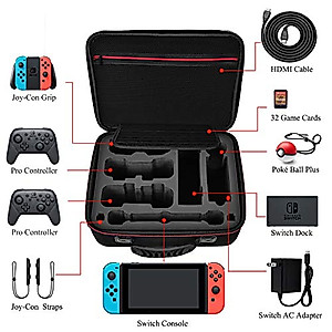 Diocall Deluxe Carrying Case Compatible with Nintendo Switch and Switch OLED 2021, Travel Bag Fit Switch Pro Controller