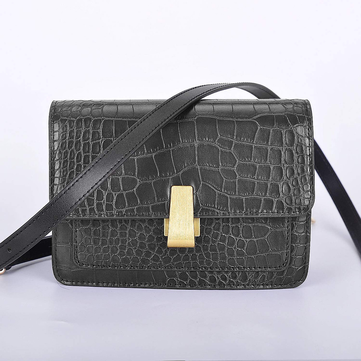 VanEnjoy Genuine Leather Adjustable Purse Strap Replacement for Cross Body Bag Handbag - 3/5 inch Wide,51 inches Long (Black)