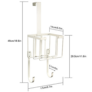 ORLESS Over The Door/Wall Mount Ironing Board Hanger, Laundry Room Iron and Ironing Caddy Board Storage Holder Cream