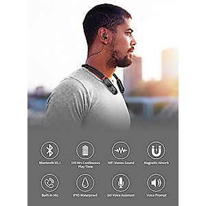 Gemercy Wireless Earbuds Bluetooth Headphones Neckband: 100H Ultra-Long Playtime Headset with Microphone | Bluetooth 5.1 Earphones with Superior Stereo Sound | Magnetic Ear Buds | IPX5 Waterproof