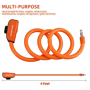 ROCKBROS Bike Lock Cable 4 Feet Bicycle Cable Lock with Mounting Bracket 2 Secure Keys 1/2 Inch Diameter