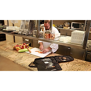 Chef Knife Bag for Men & Women with Leather & Nylon, Best for Carrying Knives, Kitchen Tools, Cookbooks & Tablets, Roundsman M(sqd)