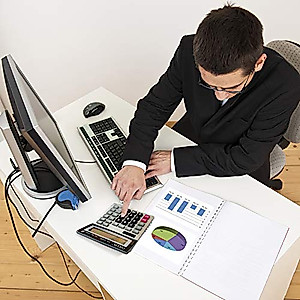 Desk Calculator, 12-Digit Solar Battery Office Calculator with Large LCD Display Big Sensitive Button, Dual Power Desktop Calculators