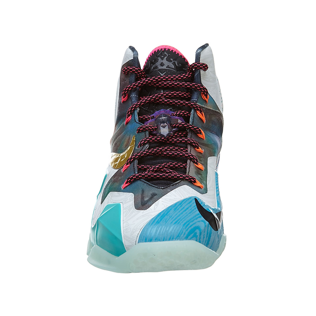 Nike Mens Lebron XI Premium "What the Lebron" Black/Lava/Silver-Galaxy Blue Synthetic Basketball Shoes Size 11