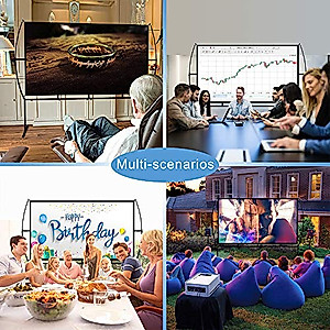 Projector Screen with Stand Foldable Portable Movie Screen 100 Inch（16：9）, HD 4K Double Sided Projection Screen Indoor Outdoor Projector Movies Screen for Home Theater (100 Inch) …