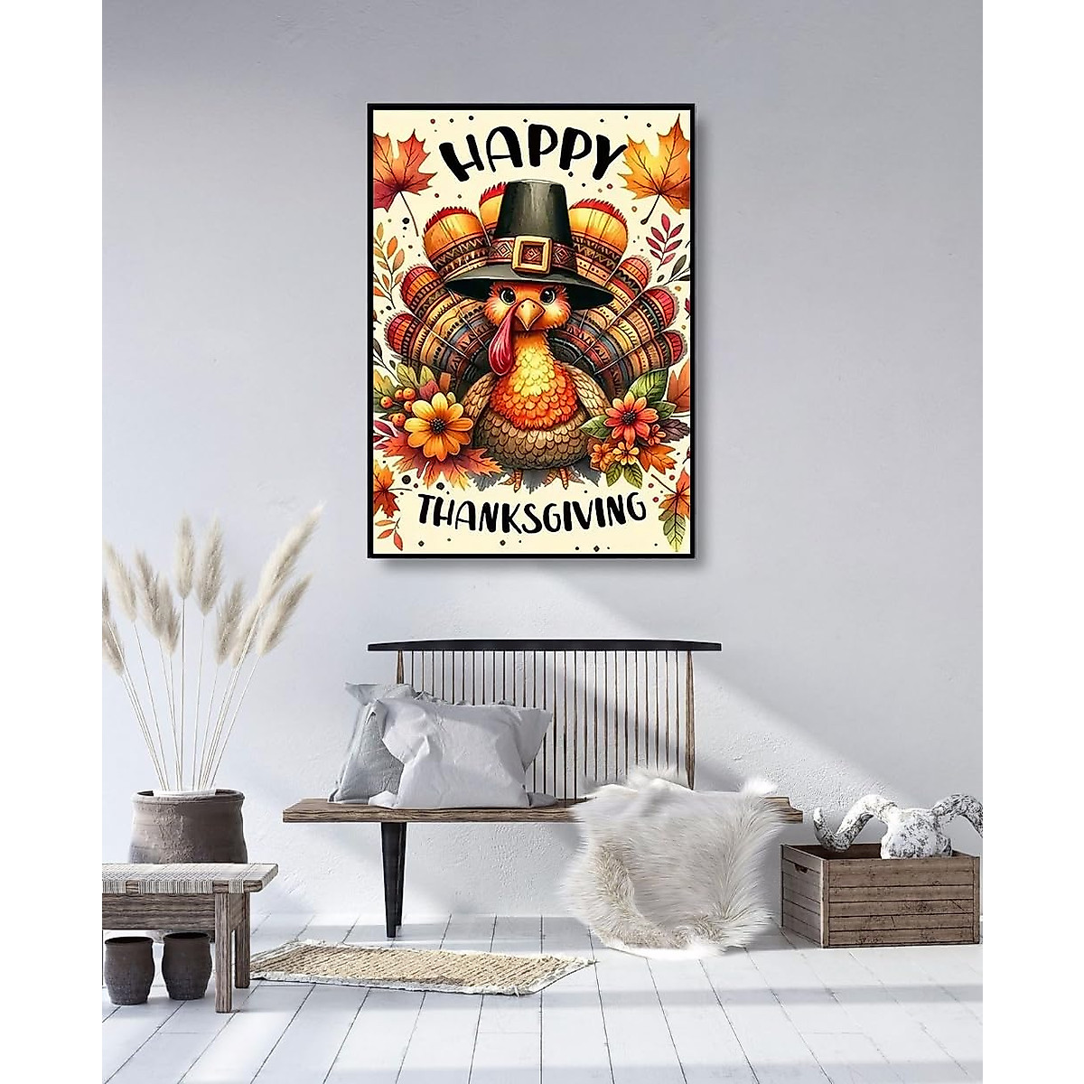 CHWGLFGG Thanksgiving Diamond Art Kits for Adults Beginners, DIY 5D Full Round Drill Diamond Painting Kits Turkey, Paint by Diamonds Dot Gem Art Crystal Flower Easy,Home Wall Decor 12 X 16 Inch