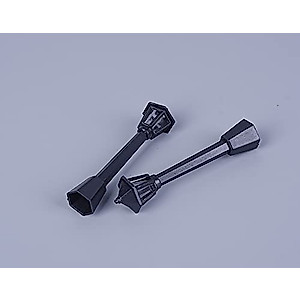 10pcs Mini Miniature Street Light Model, Railway Train Post Lamps, Black Lamp Outdoor Pathway Lantern Post for Dollhouse Decoration Micro Landscape Fairy Garden Lighting Accessories, Black