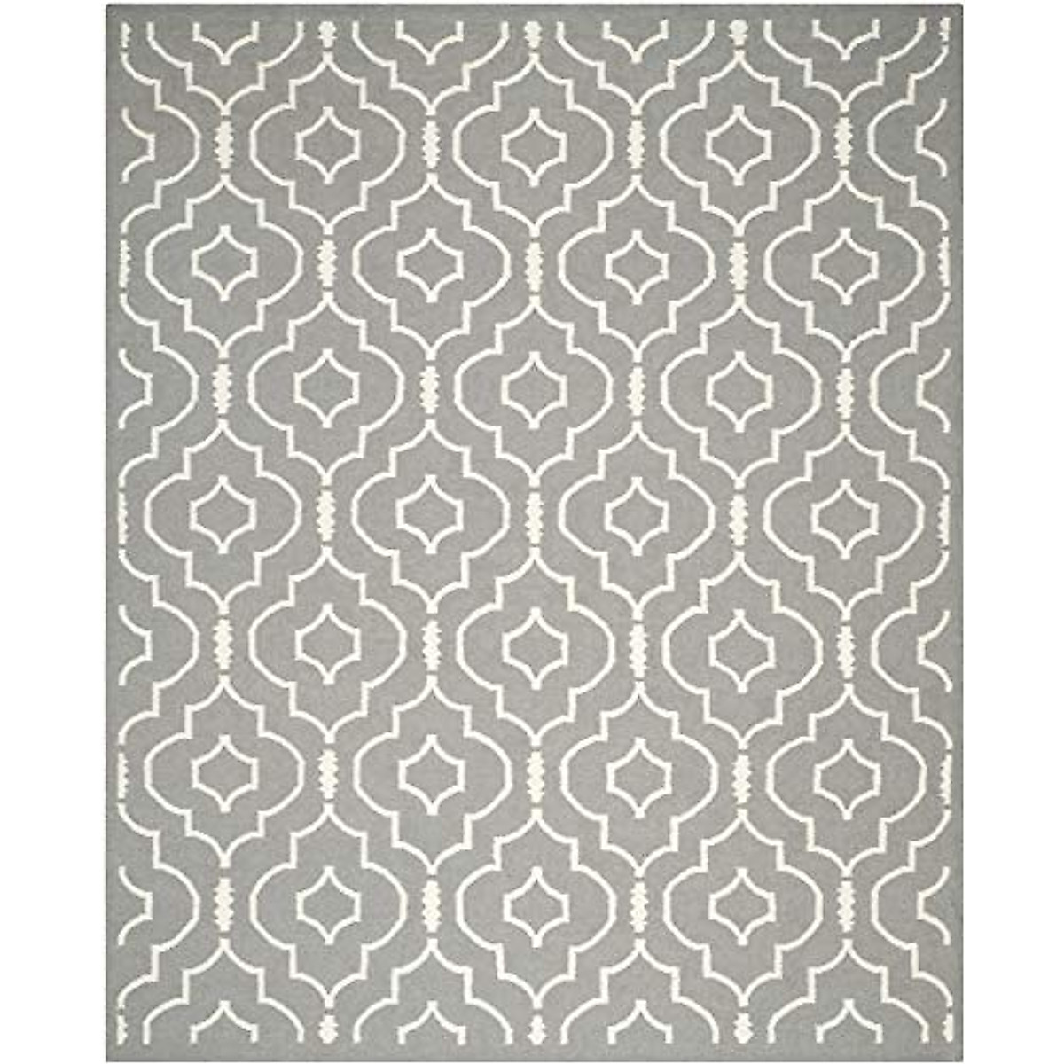 SAFAVIEH Dhurries Collection 8' x 10' Grey/Ivory DHU637B Handmade Flatweave Premium Wool Area Rug