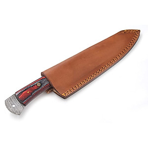 Wild Turkey Handmade Damascus Knife Collection Full Tang Hunting chef Knife w/leather case. (3315)
