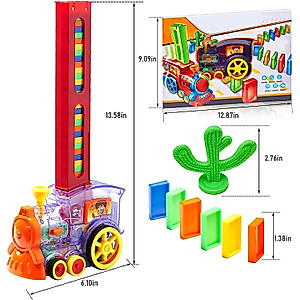 160pcs Dominos Train Blocks Set,Domino Train Toy with Lights & Sounds, Blocks Domino Set Building and Stacking Toy for Boys and Girls,Automatic Blocks Laying Toy Train Set Gift for 3-12 Years Old Kids