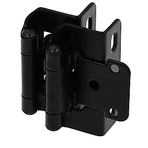 Decobasics 1/2" Overlay Semi Partial Wrap Around Kitchen Cabinet Hinges (25 Pair -50 Pack) - Self Closing Matte Black Cabinet Hinges for Kitchen Cabinets w/Cupboard Silicon Bumpers & Upgraded Screws