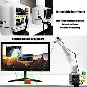 ELEPHANT ROBOTICS Robotic Arm myCobot 280 with Raspberry Pi 4& Flat Base, Open Source 6-DOF Robot Arm, Collaborative Desktop Coding Robot, Education ROS Robot Arms for Programming Learning