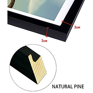 IOOSTAR 16x20 Diamond Painting Picture Frame Display Pictures 14 x 18 inch/35x45 cm with Mat or 16 x 20 inch/40x50 cm Without Mat Photo Frames Diamond Art Frame Natural Solid Wood Black (YNCK005)