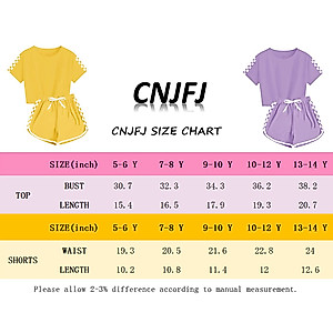 CNJFJ Cute Outfits For Girls 10-12 Years Old Plaid Shorts Sleeve Crop Tops And Shorts Sets