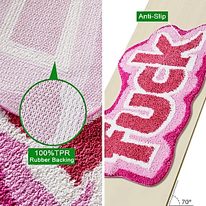 RoomTalks Funny Cute Pink Bathroom Rugs Bath Mat Non Slip Washable 2x3 Small Rugs for Bedroom Dorm Kitchen Trendy Fun Funky Cool Aesthetic Bedside Accent Rug