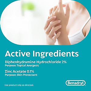 Benadryl Extra Strength Anti-Itch Relief Stick, Bug Bite Itch Relief, Diphenhydramine HCl Topical Analgesic & Zinc Acetate Skin Protectant, Great for Camping Essentials, 0.47 fl oz (Pack of 3)