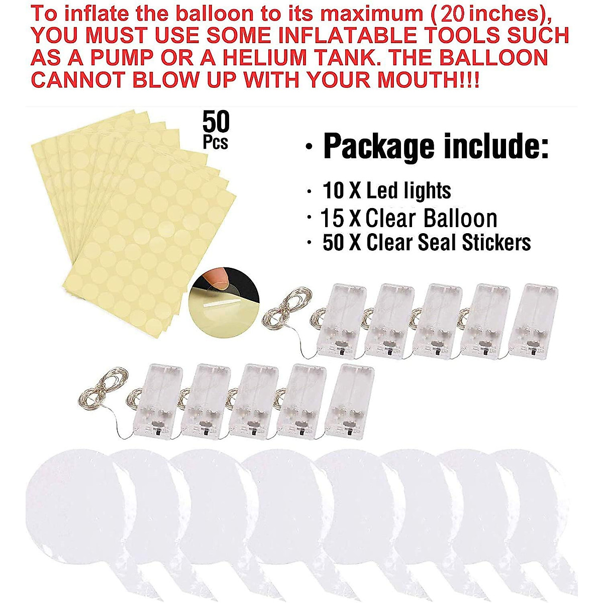 Light up led balloons, Wedding Decorations 10 set cold white 15pcs Transparent Light Balloons For Anniversary, House Party, Family Reunion, Birthday and Event Centerpieces(Cold White no battery)