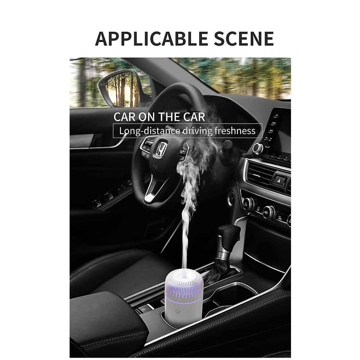 Car Diffusers for Essential Oils, Portable Humidifiers, Office Humidifiers Car Humidifier, 7 Color Car Essential Oil Diffuser, Mini Diffuser Car Oil Diffusers, USB Humidifier for Rooms (White)