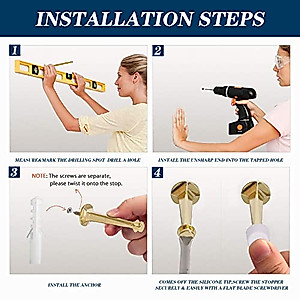 3 Inch Heavy Duty Solid Rigid Metal Gold Door Stop with Soft Rubber Tip, Protect Wall & Door,10 Pack