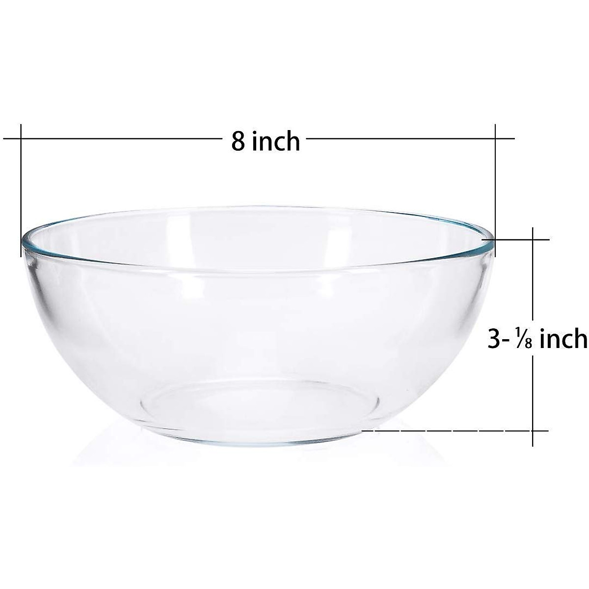 FOYO 8-inch Round Tempered Glass Bowl for Mixing Salad or Cereal, Set of 2