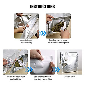 Momtail 10 Pcs 5 Gallon Mylar Bags with Oxygen Absorbers(2500cc),11.8 Mil Thickness Mylar Bags for Food Storage,Heat Sealable,Zipper Resealable,Stand-Up Mylar Bags(27” x 17”)