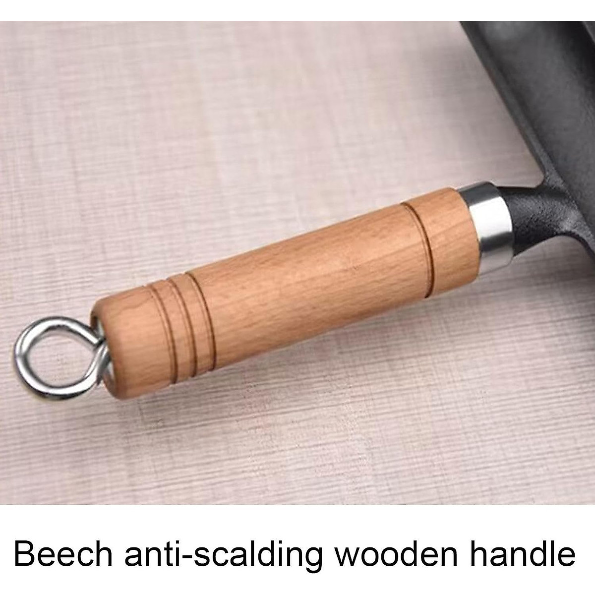 Sfocgoi Sausage Grill Pan, Cast Iron Sausage Pan, Non Stick Baking Tray With Anti Scald Wooden Handle, Sausage Pan Hot Dog Grill Pan-A