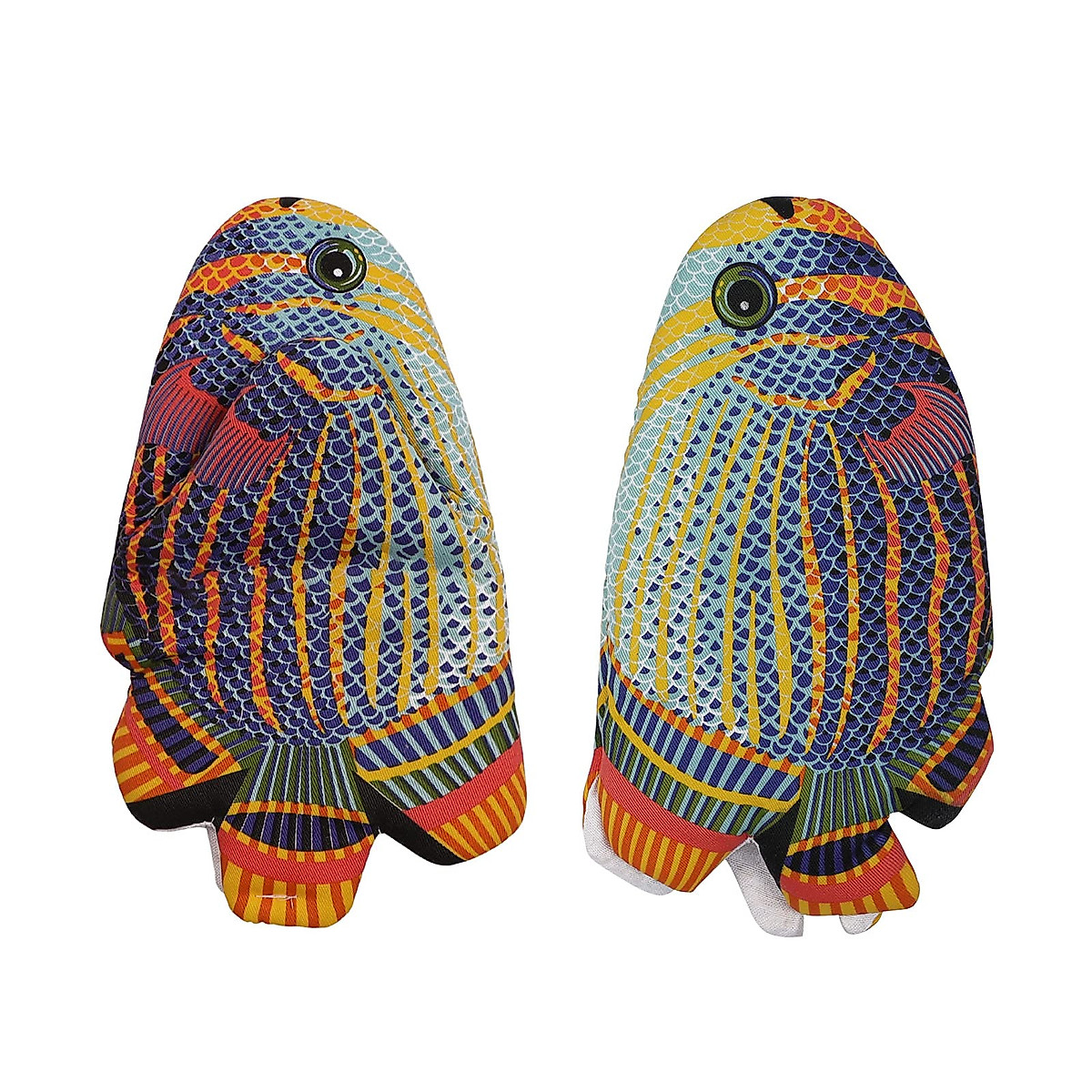 Baking Oven Mitts Cute Kitchen Heat Insulation Gloves 1 Pair Pot Holders Fish Shape Toaster Mitten Heat Resistant Cooking Hand Protector for Baker Lover Chef Thick Cotton Non-Slip Oven Mitts Set