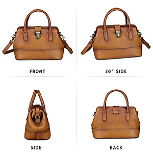 Genuine Leather Satchel Handbag for Women Purse Top Handle Bags Handmade Vintage Crossbody Bag Purses (Brown) Medium