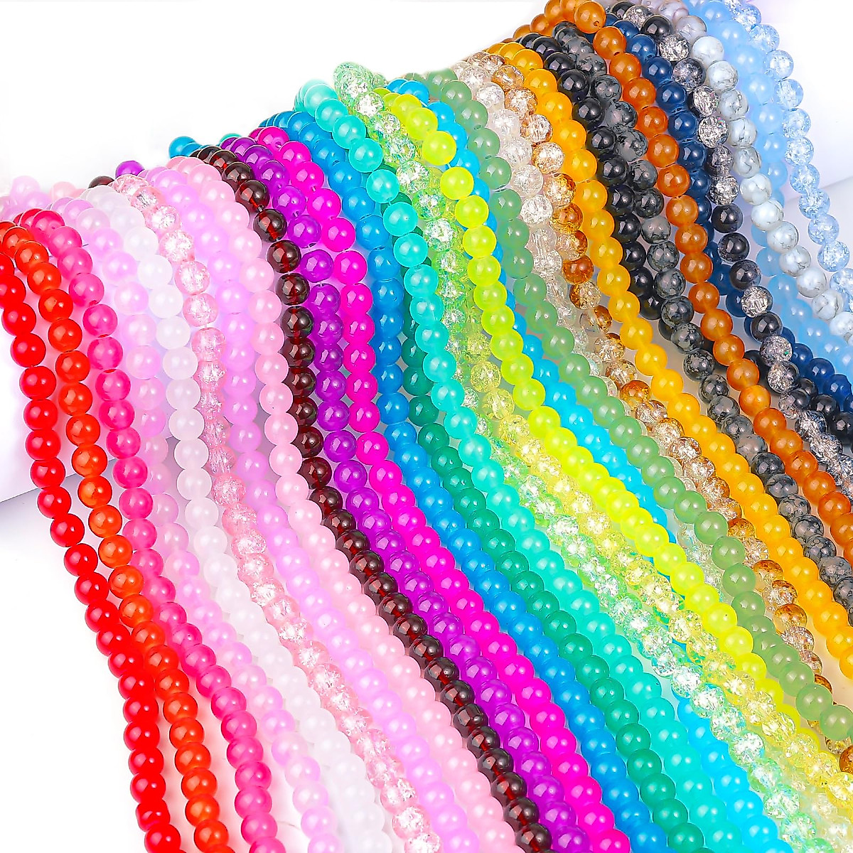 Natonhi 1400pcs 30 Color Glass Beads for Jewelry Making, 8mm Round Crystal Glass Bracelets Making Kit Suitable for Beginner Bracelet Making