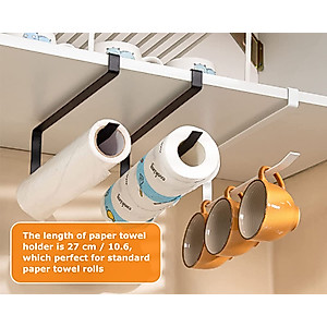 DS. DISTINCTIVE STYLE Paper Towel Holder Under Cabinet Door No Drilling Durable Paper Rolls Rack for Kitchen, Bathroom and RV Storage (Black)