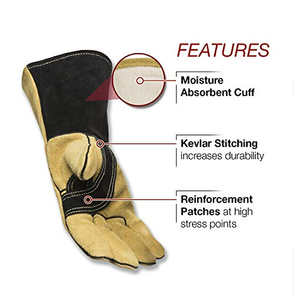 Lincoln Electric Heavy Duty MIG/Stick Welding Gloves | Heat Resistant & Durabilty | Large | K4082-L