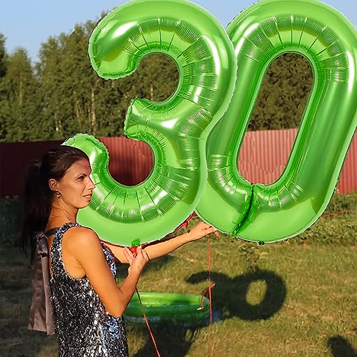 TONIFUL 40 Inch Large Green Numbers Balloons Number 30 Digit 30 Helium Balloons, Foil Mylar Big Number Balloons for Birthday Party Anniversary Supplies Decorations