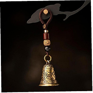 Froiny Vintage Brass Bell Six-Word Bell Keychains Tibetan Buddhist Meditation Bell Lanyard Car Hanging Pendants Accessories 37x28x28mm