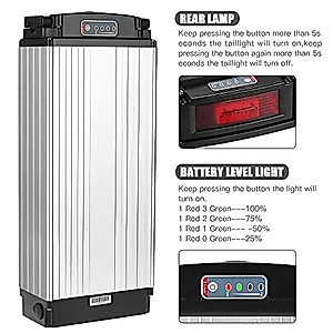 YUWYP E-Bike Li-Ion Battery Pack Mountain Electric Bike Battery 36V 10AH 12.5AH 15AH 17.5AH 20AH E-Bike Battery for 500W 450W 350W 250W Motor with Charger, Power Switch,36V 17.5AH