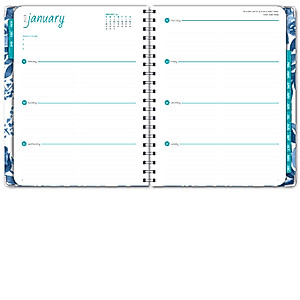 HARDCOVER 2023 Planner: (November 2022 Through December 2023) 8.5"x11" Daily Weekly Monthly Planner Yearly Agenda. Bookmark, Pocket Folder and Sticky Note Set (Blue Bloom)